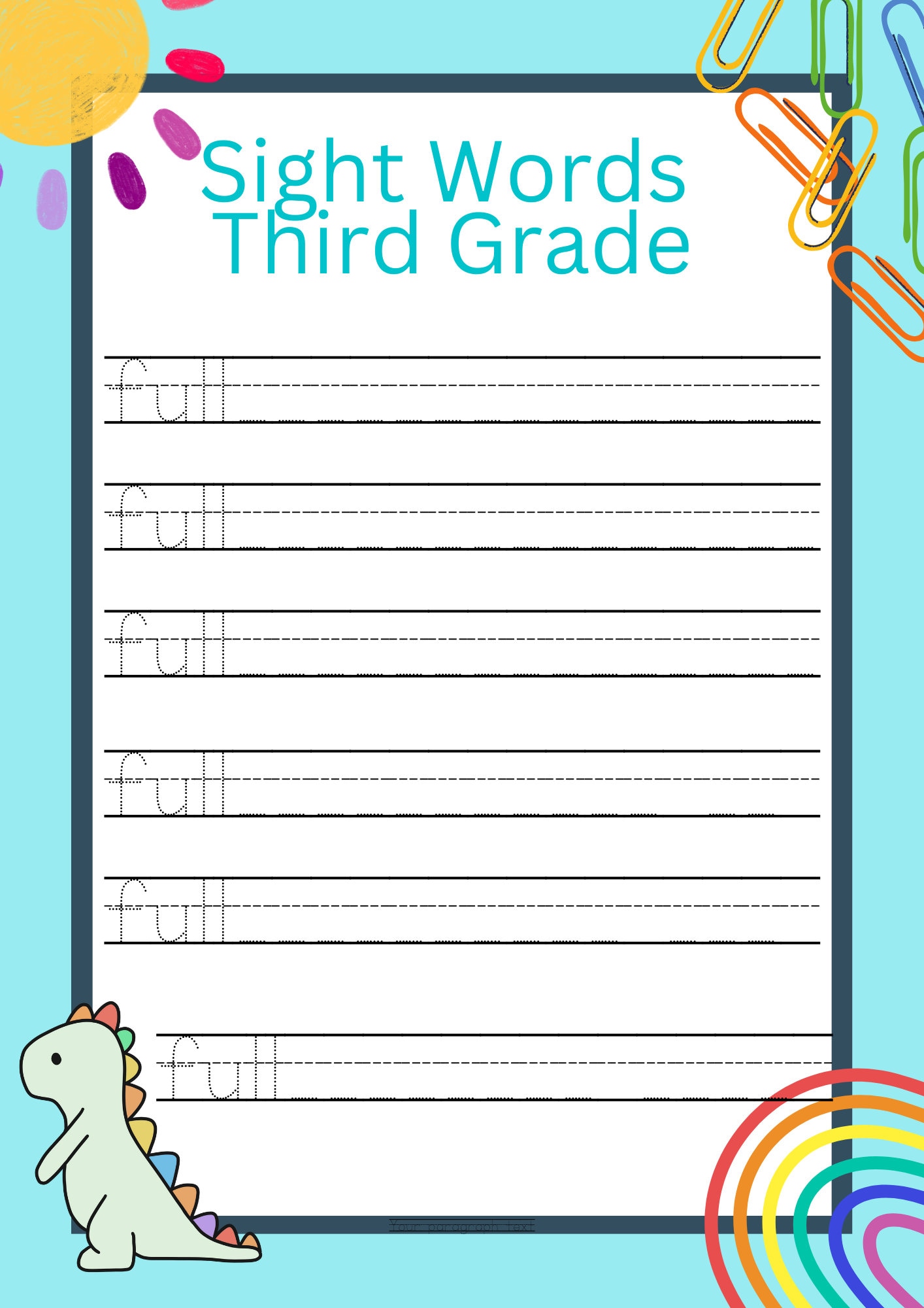 Sight Word Printable's for Third Grade, Child Early Learning, English ...