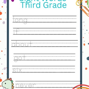 Sight Word Printable's for Third Grade, Child Early Learning, English ...