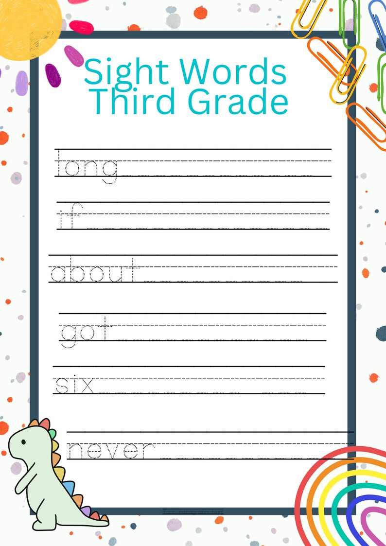 Sight Word Printable's for Third Grade, Child Early Learning, English ...