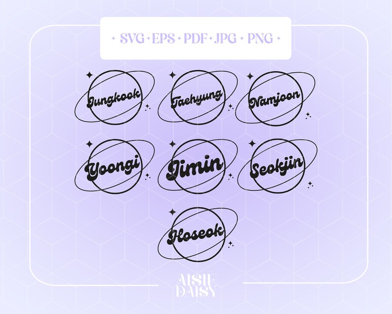 BTS Svg | Eps | Pdf | Jpg | Png | BTS Member Lightstick Stickers ...