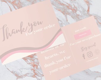 Printable Thank You Card Template, Small Business Template Card, Thank ...