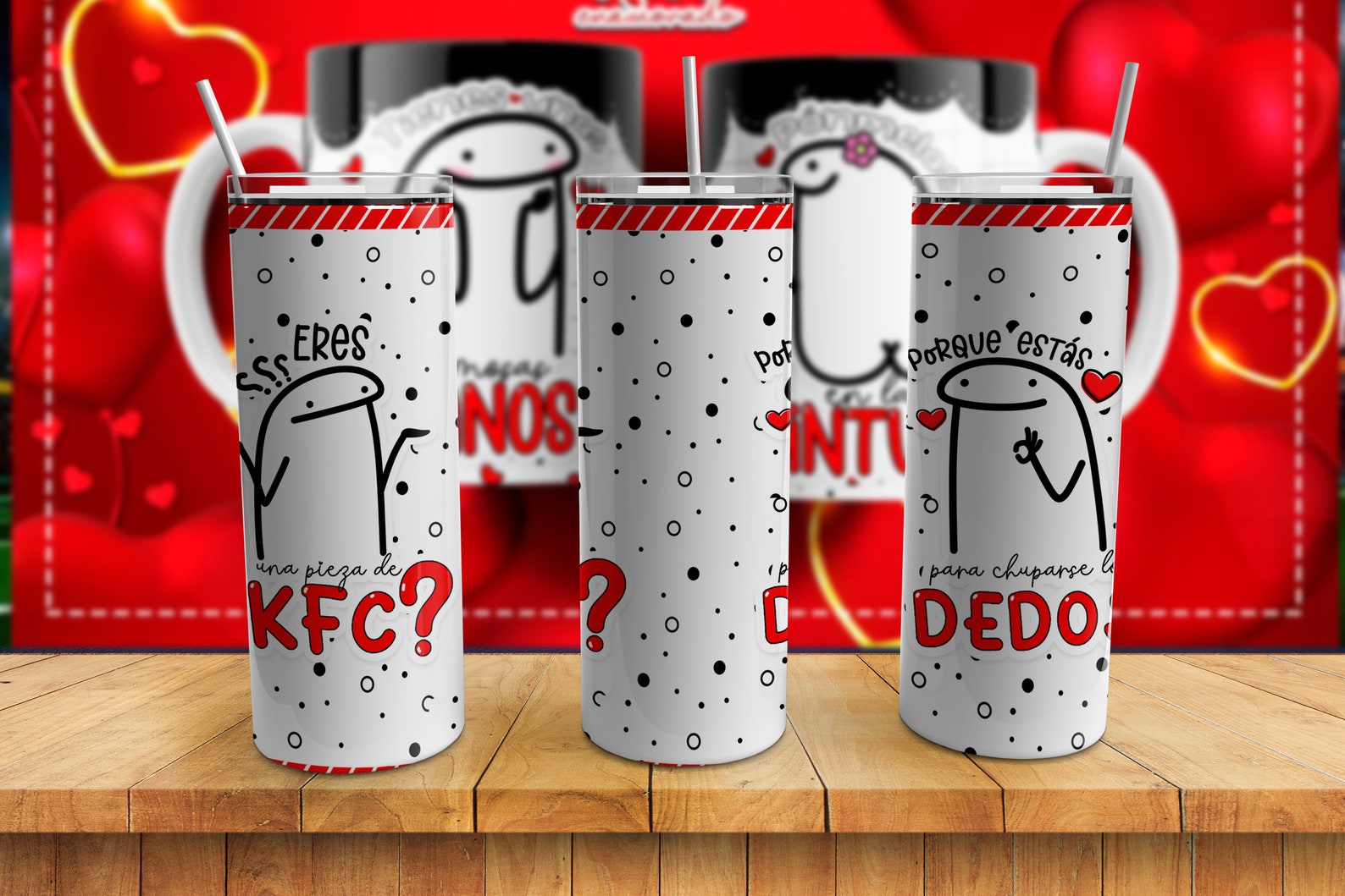 12 Plantillas Flork TUMBLER skinny Vasos San Valentin Frases - Etsy España