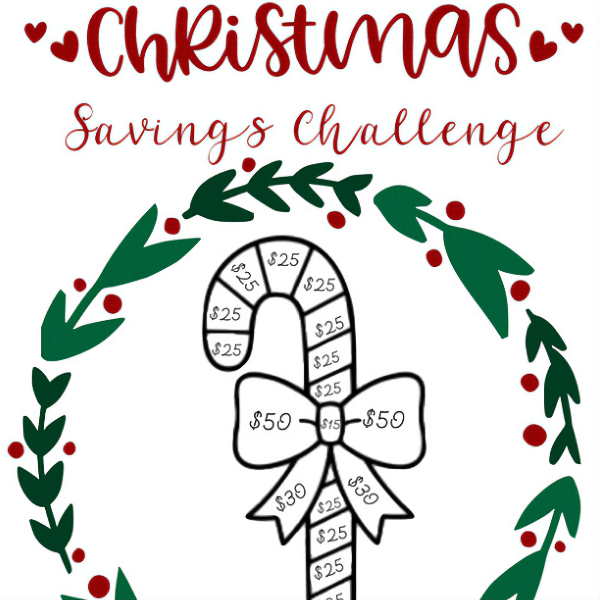 Christmas Savings Challenge Full Size Printable Digital Download - Etsy