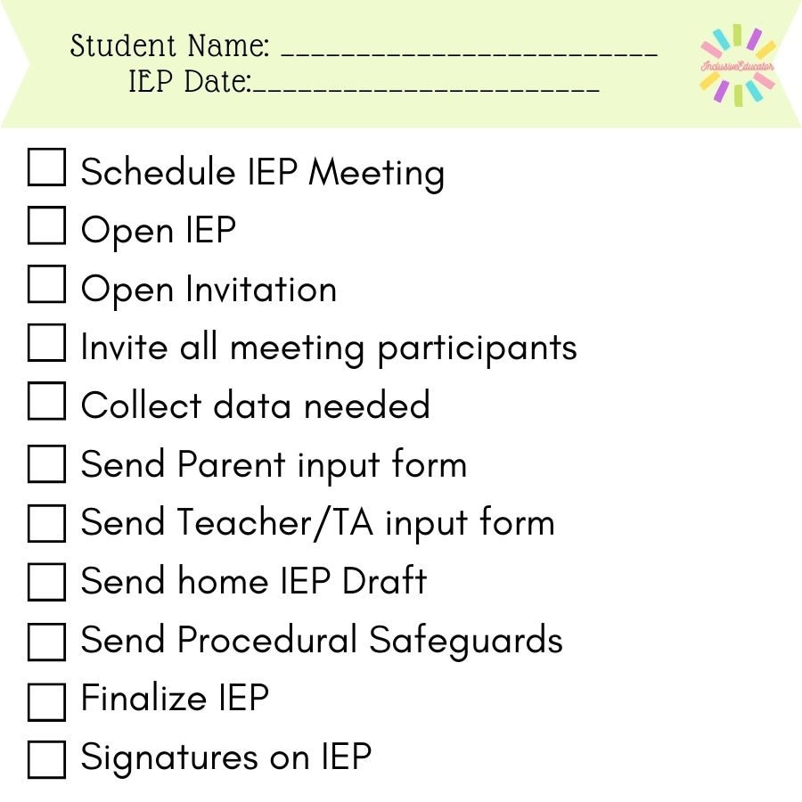 IEP Checklist - Etsy