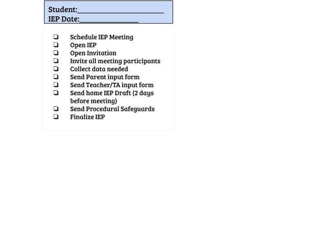 IEP Checklist Sticky Note - Etsy