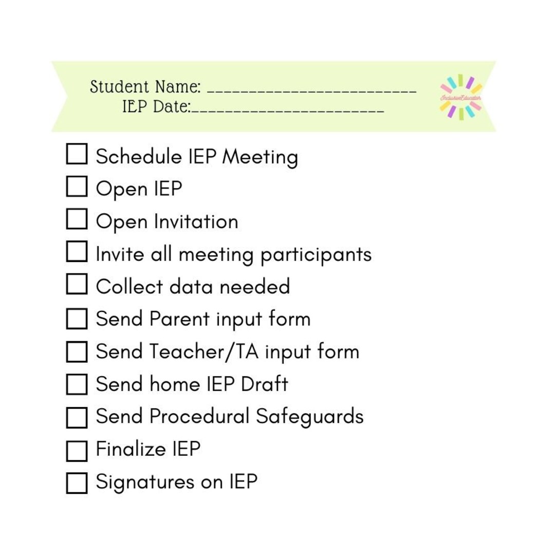 IEP Checklist - Etsy