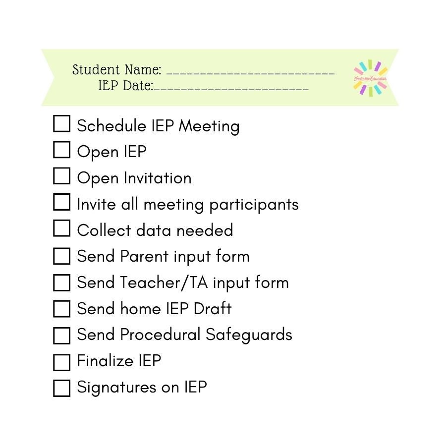 IEP Checklist - Etsy
