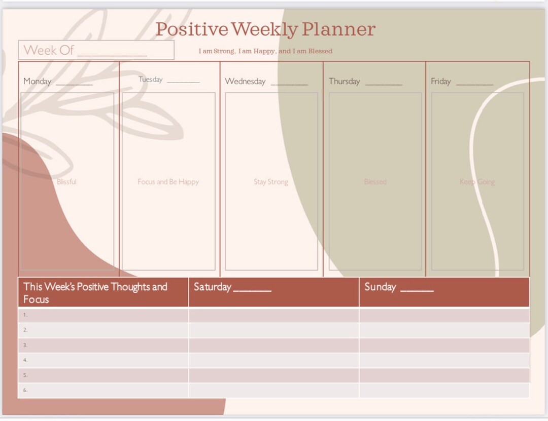 Positive Weekly Planner - Etsy