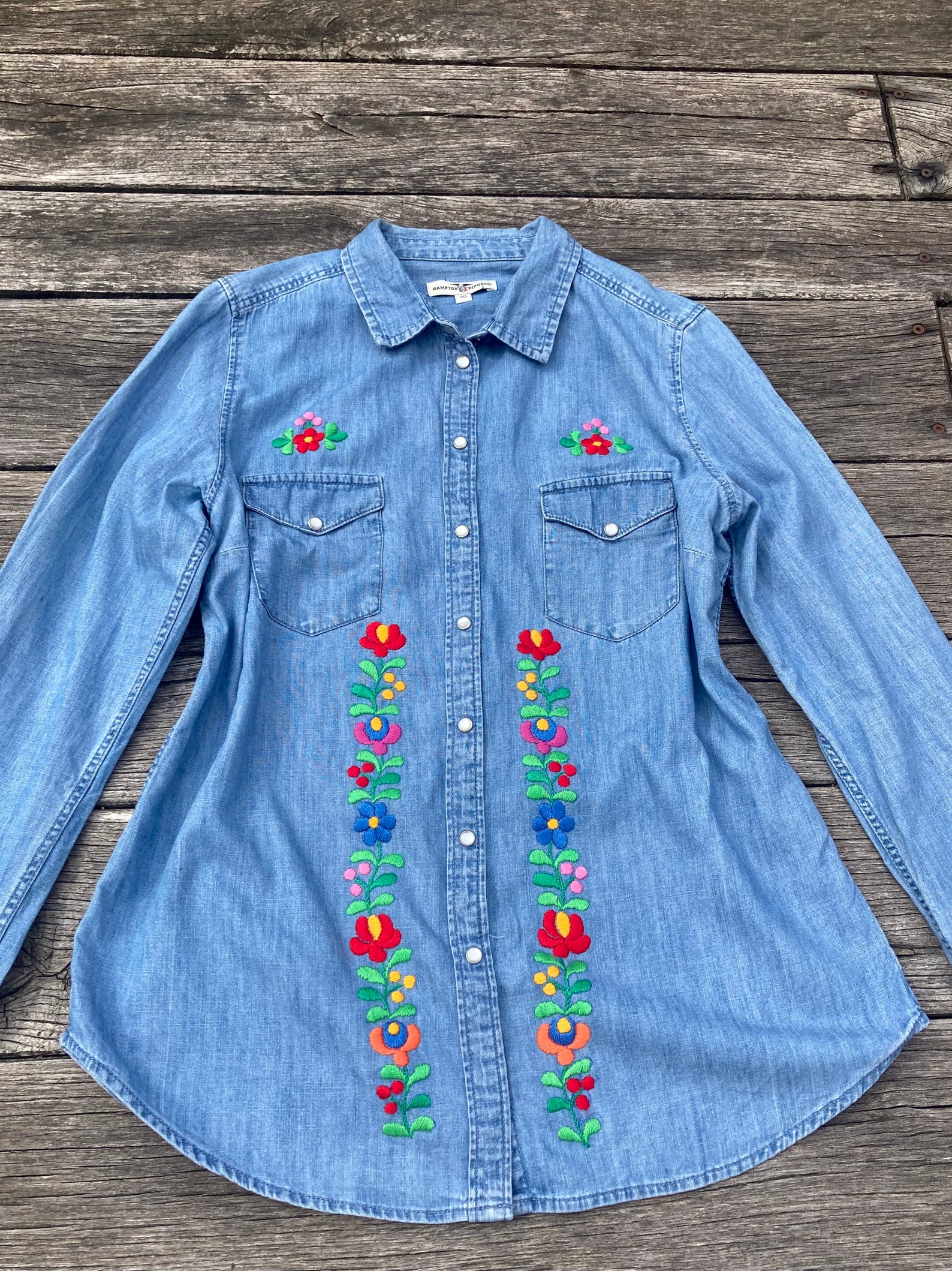 Women Embroidery Denim Shirt Reimagined - Etsy