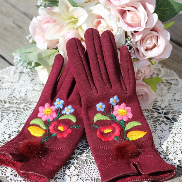 Embroidered Gloves - Etsy