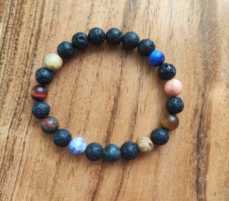 Solar System Planets Bracelet With Lava Rock Matte Gemstone - Etsy
