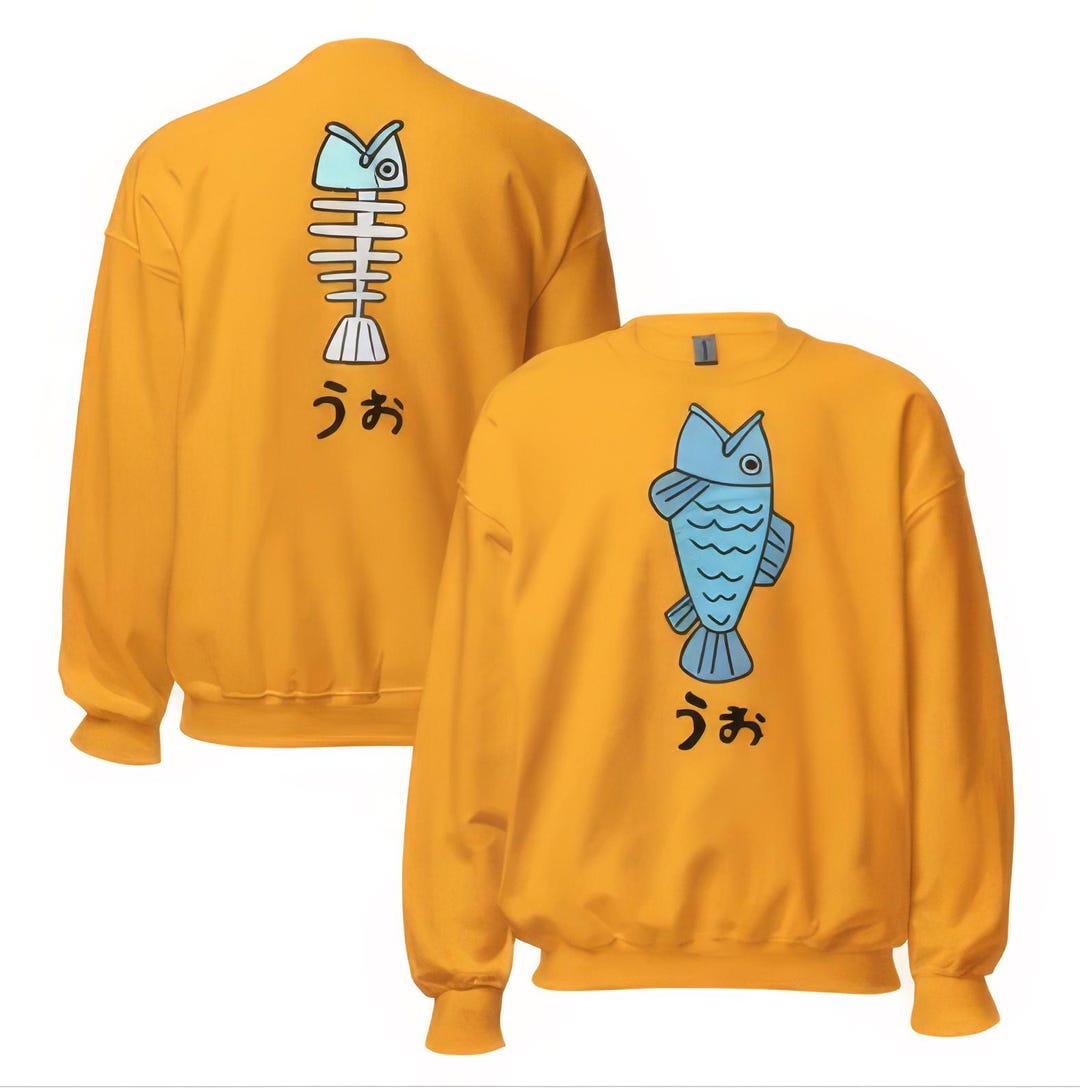 Anime Fish Graphic Sweatshirt | Unisex Pullover - Etsy