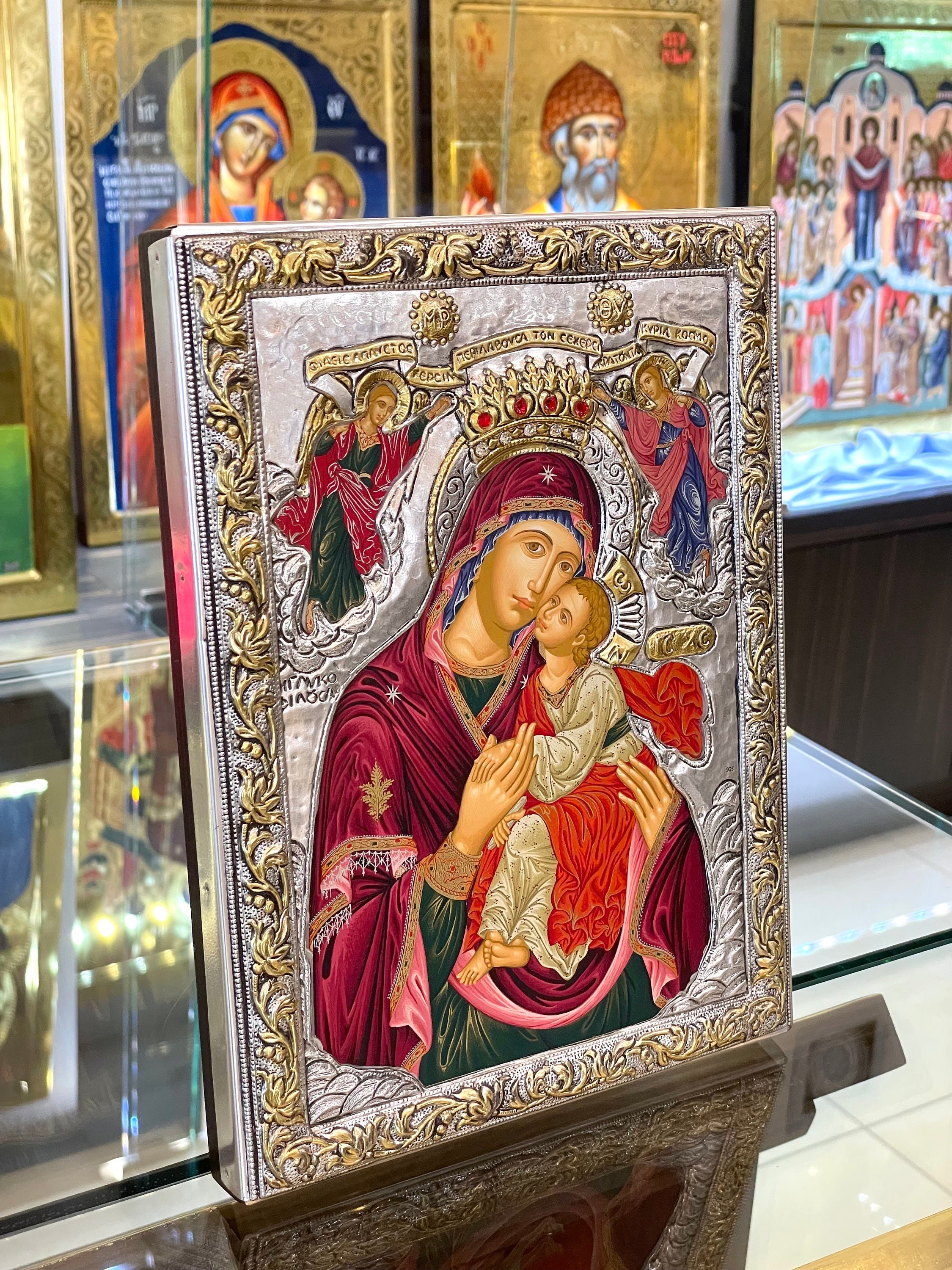 Theotokos Icon Hand Made Silver Icon Religious Gift Mount Athos Gift ...