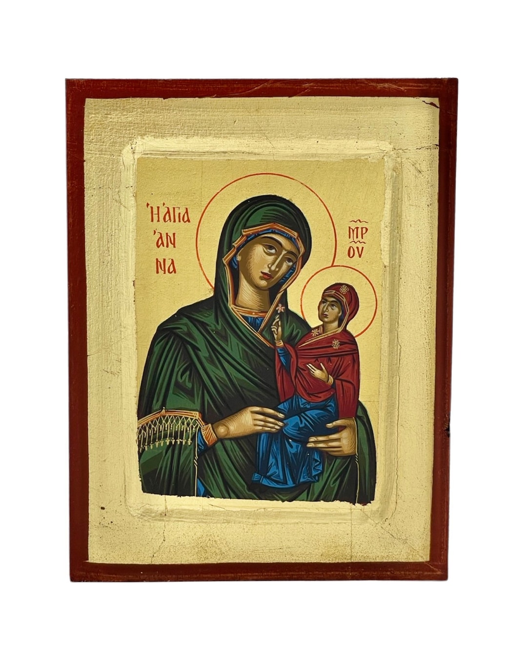 Saint Anna Handmade Icon Religious Gift Mount Athos Gift Icon With Gold ...