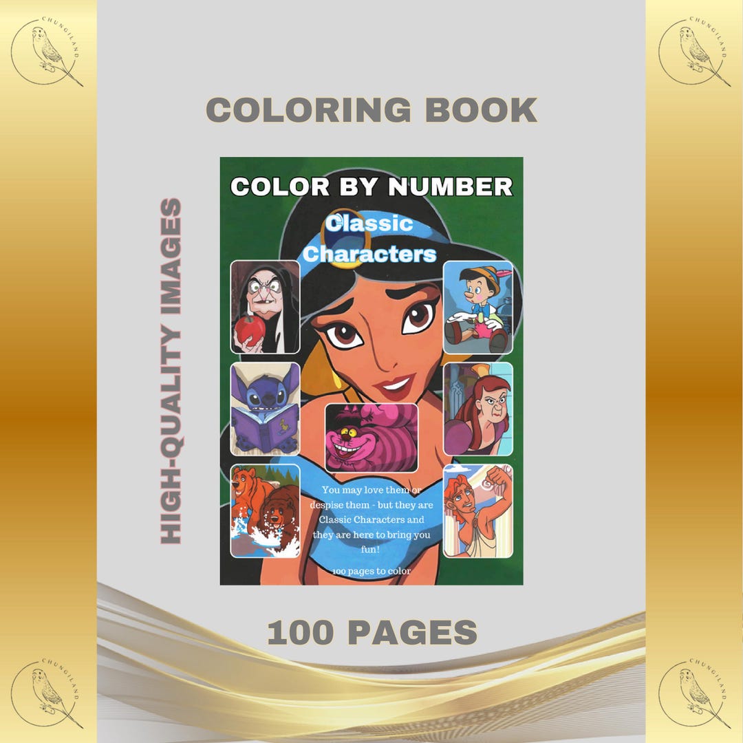 Color by Numbers Classic Characters 100 Pages Printable PDF Instant ...