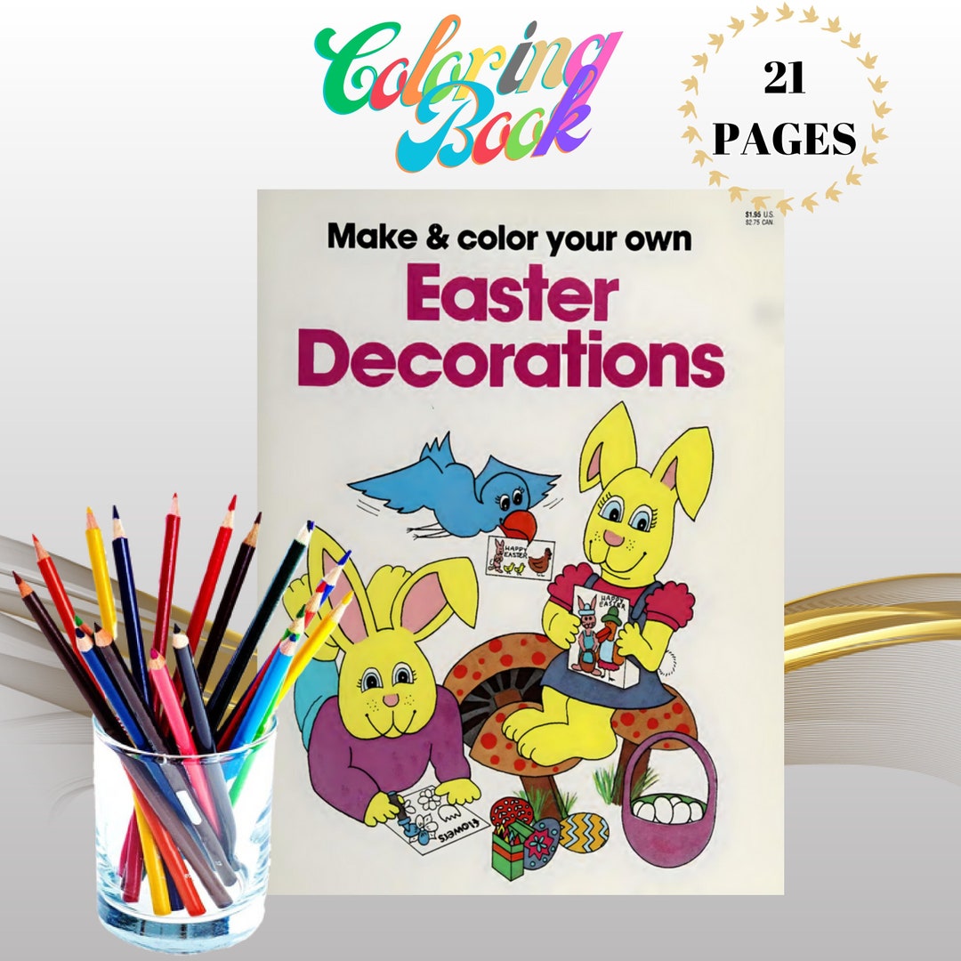 Vintage Coloring Activity Book Easter Decorations 21 Pages DIY ...