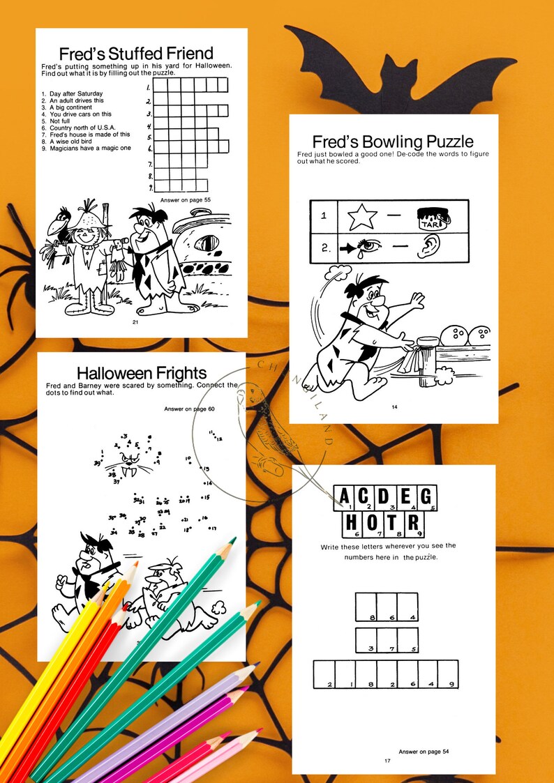 Vintage Activity Book the Flintstones Halloween Printable PDF Instant ...