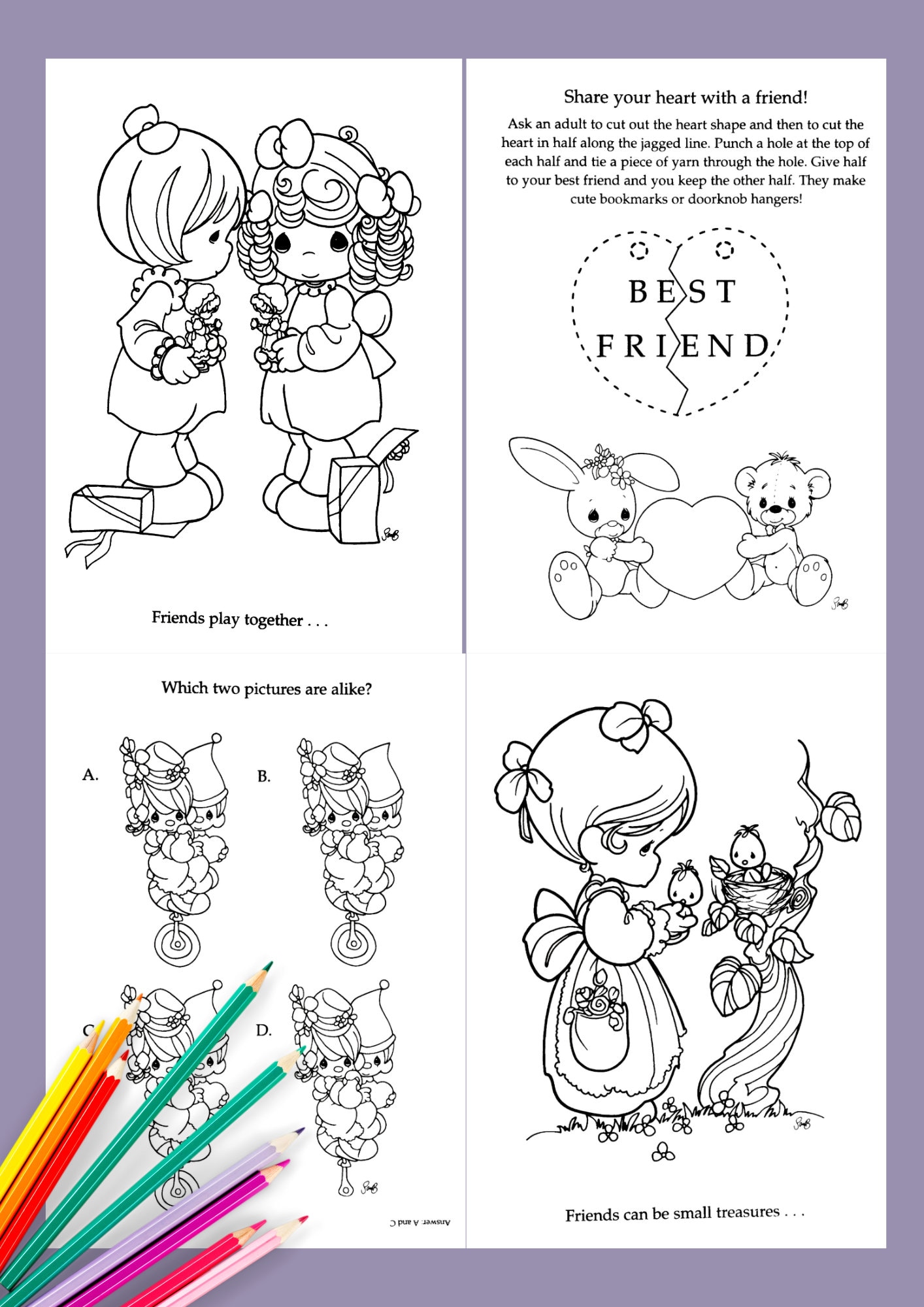 Vintage Coloring Activity Book Precious Moments 70 Pages to Color ...