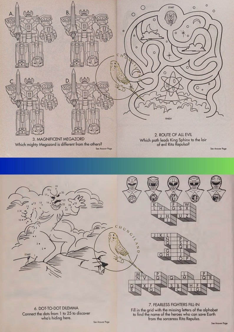 Vintage Coloring Book Power Rangers PDF Printable Instant Download ...