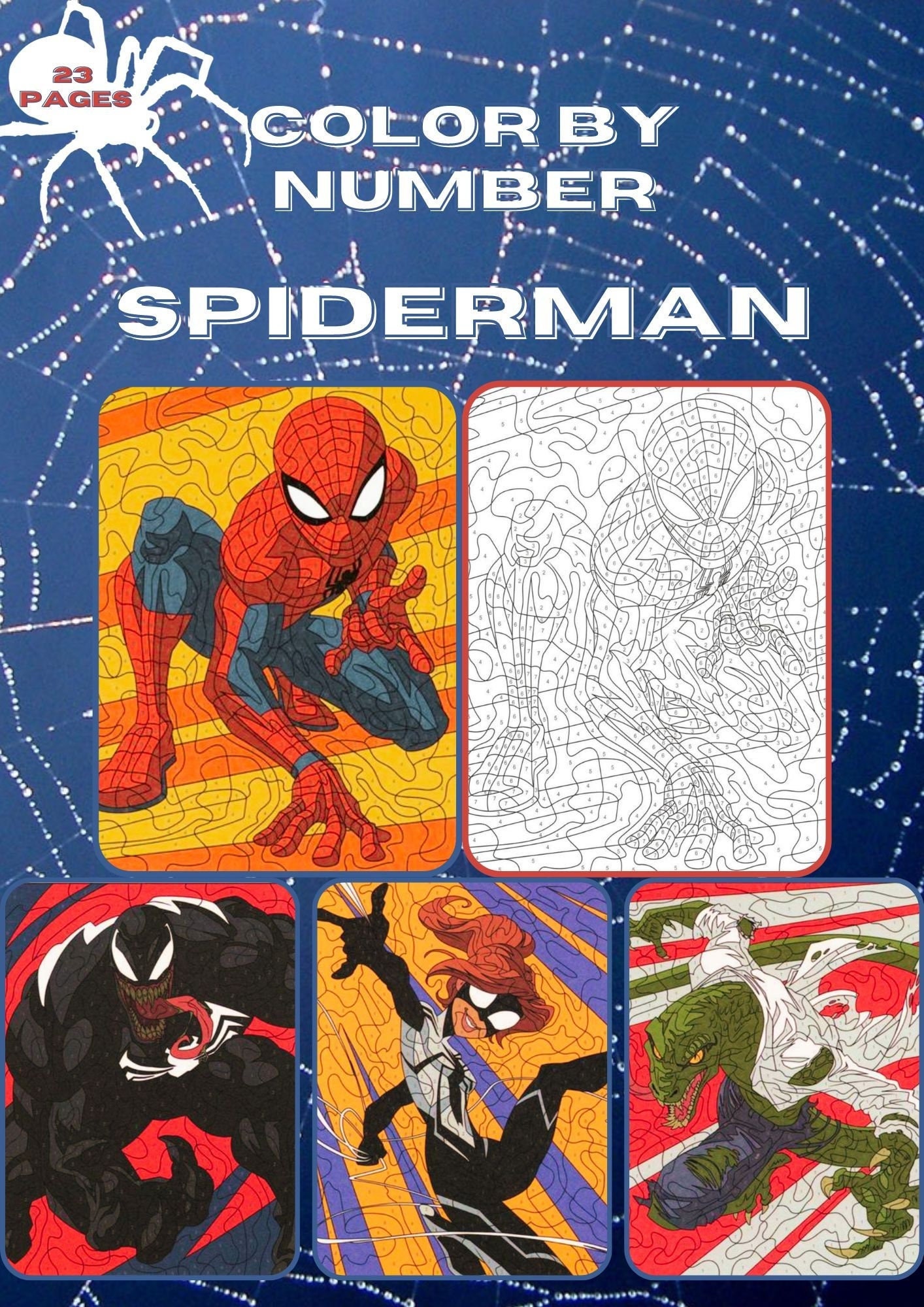 Coloring Book Color by Number Spiderman Printable PDF Instant Digital ...