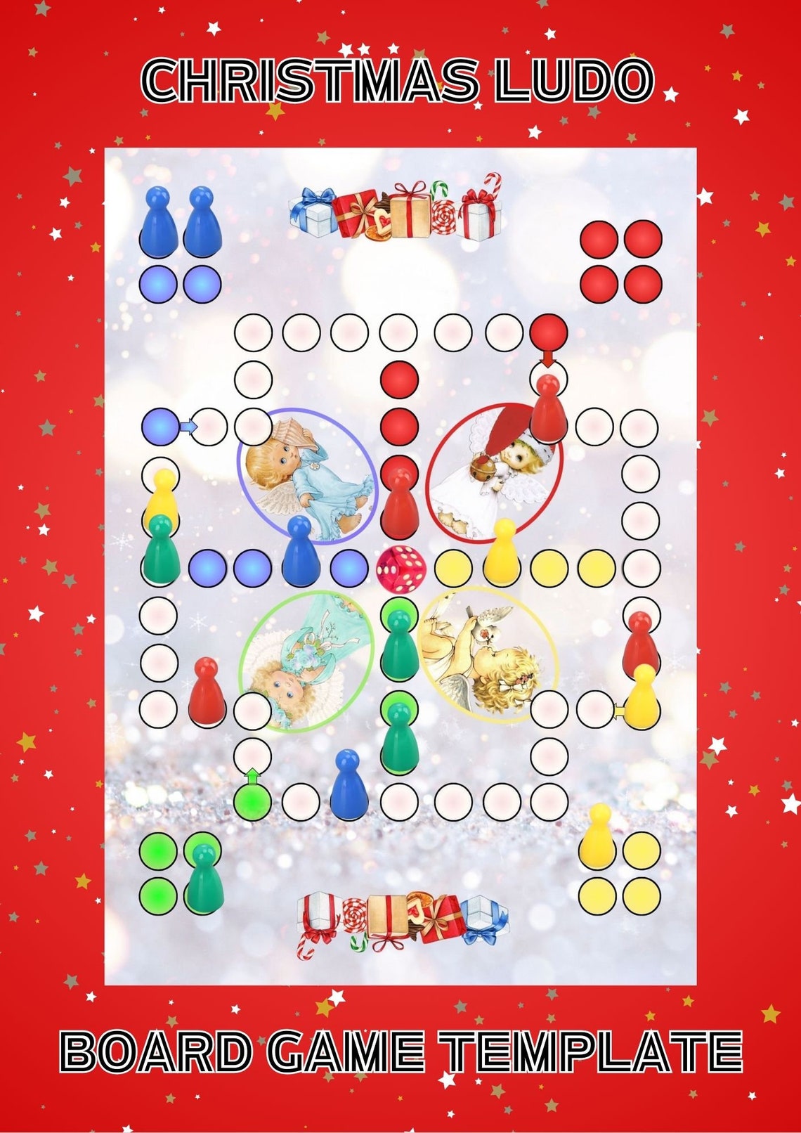 Ludo Board Game Template Board Dice and Game Pieces Cutout - Etsy UK