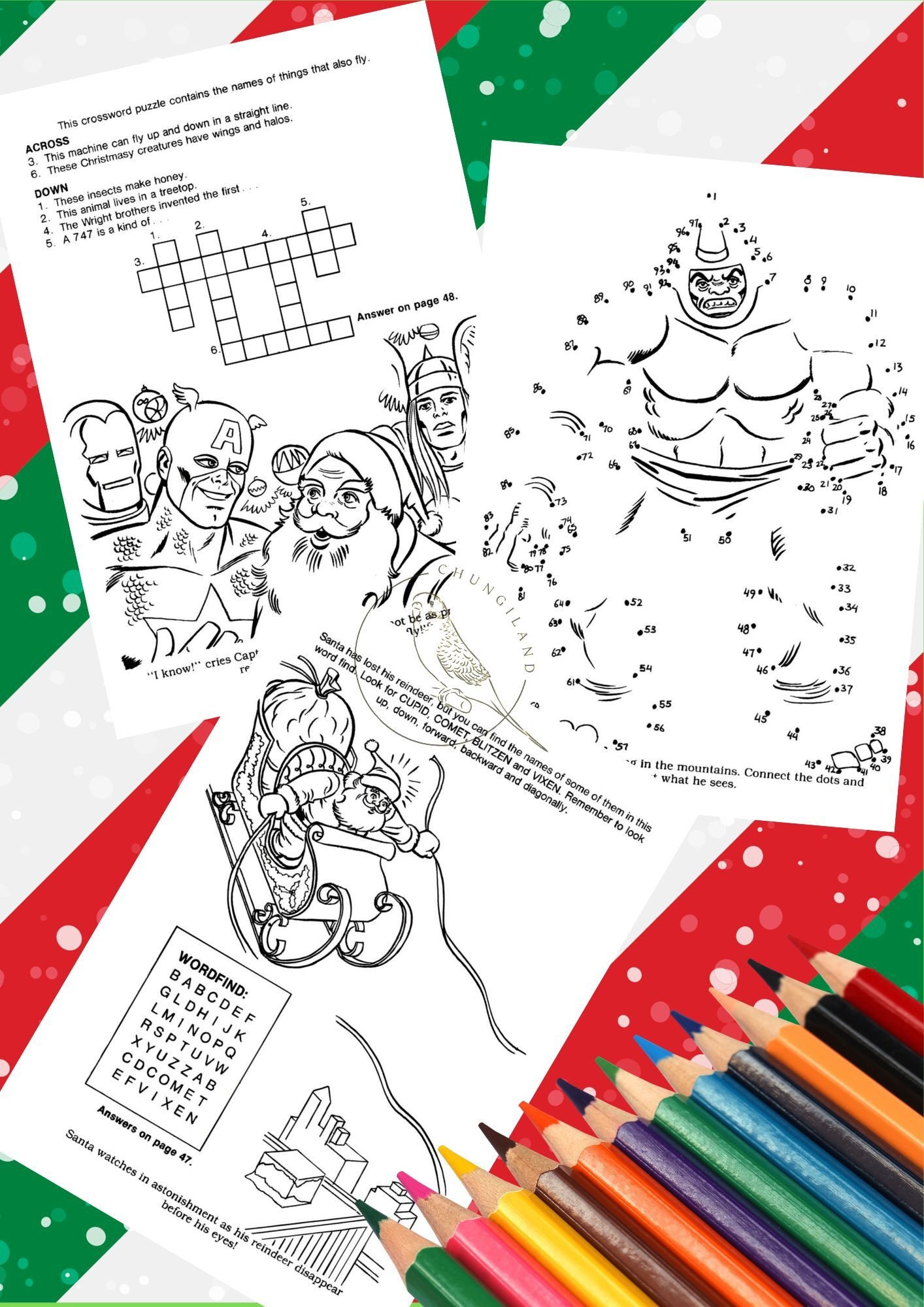 Vintage Coloring Book Super Heroes' Christmas 46 Pages to - Etsy