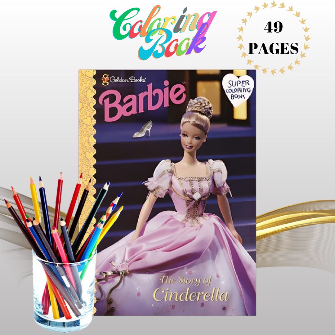 Vintage Coloring Book Barbie Cinderella Printable PDF Instant Digital ...