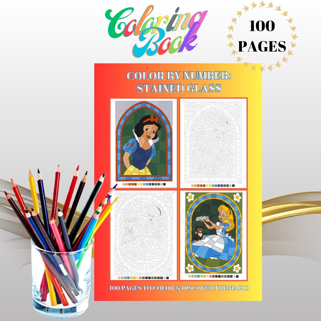 Vintage Coloring Book Color by Number Stained Glass 100 Pages to Color ...