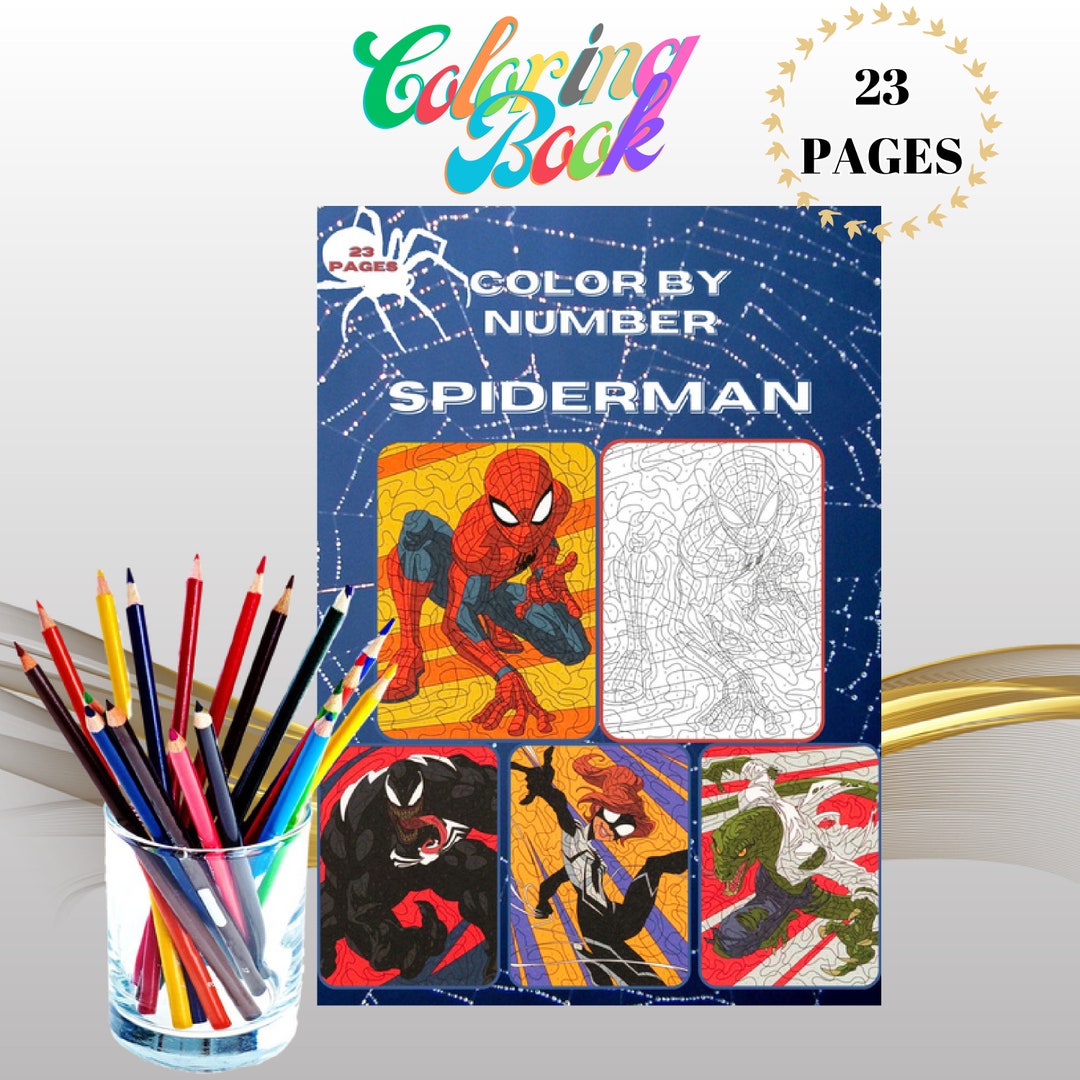 Coloring Book Color by Number Spiderman Printable PDF Instant Digital ...