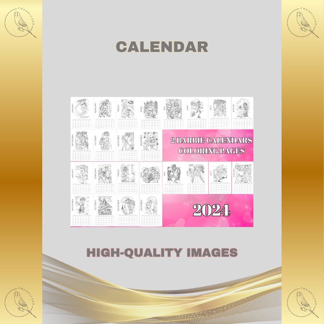 Calendar 2024 Monthly Coloring Pages Printable PDF Instant Digital ...