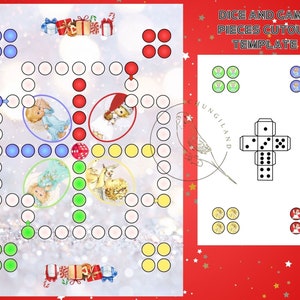Ludo Board Game Template, Board, Dice and Game Pieces Cutout Template ...