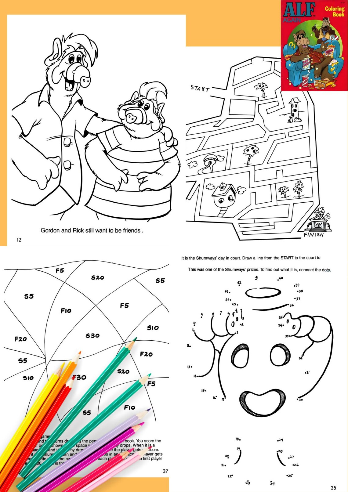 OFFER 2 Coloring Activity Books Alf Animated Series Printable PDF ...