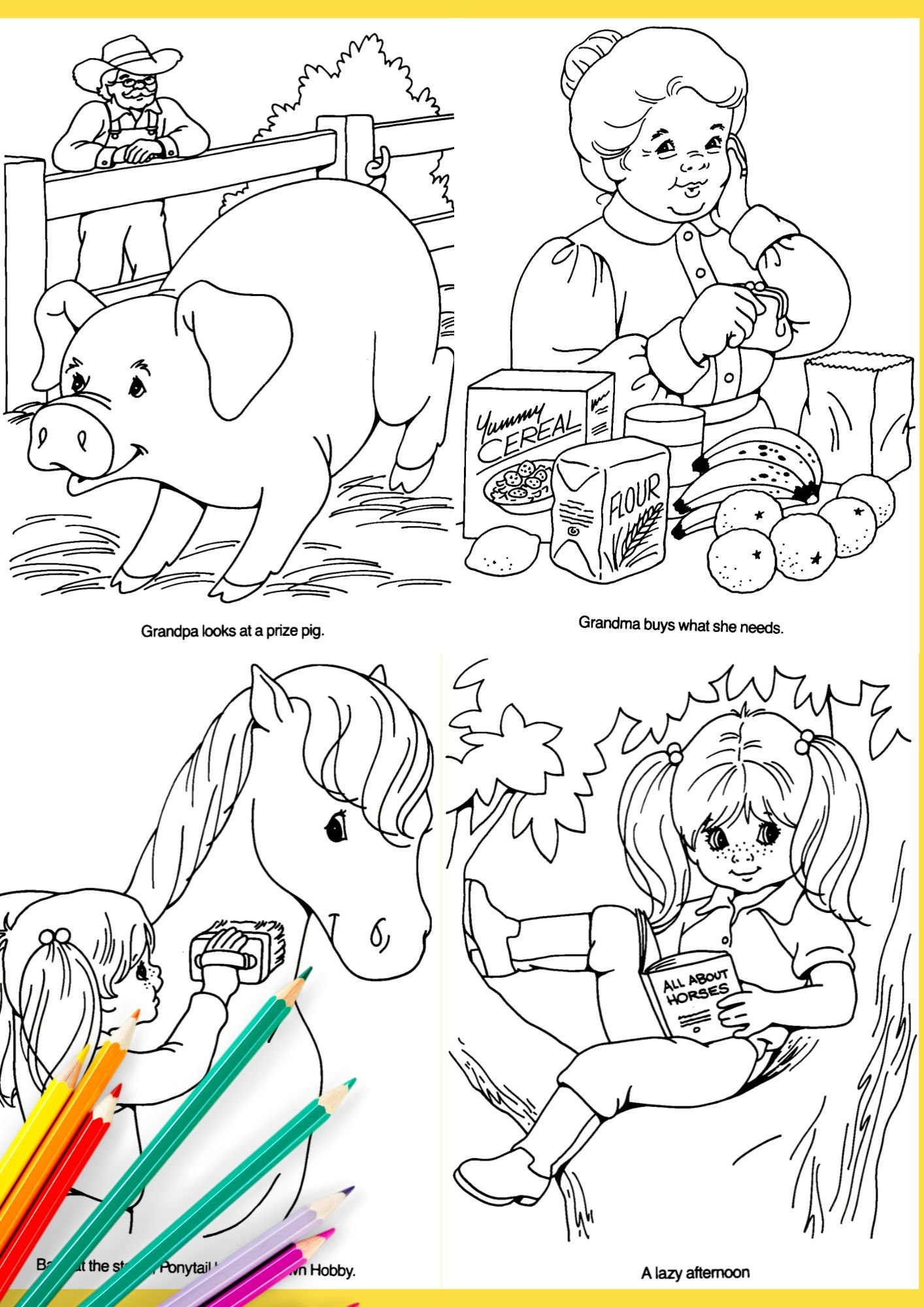 Vintage Coloring Book 48 Pages Printable PDF Instant Digital Download ...