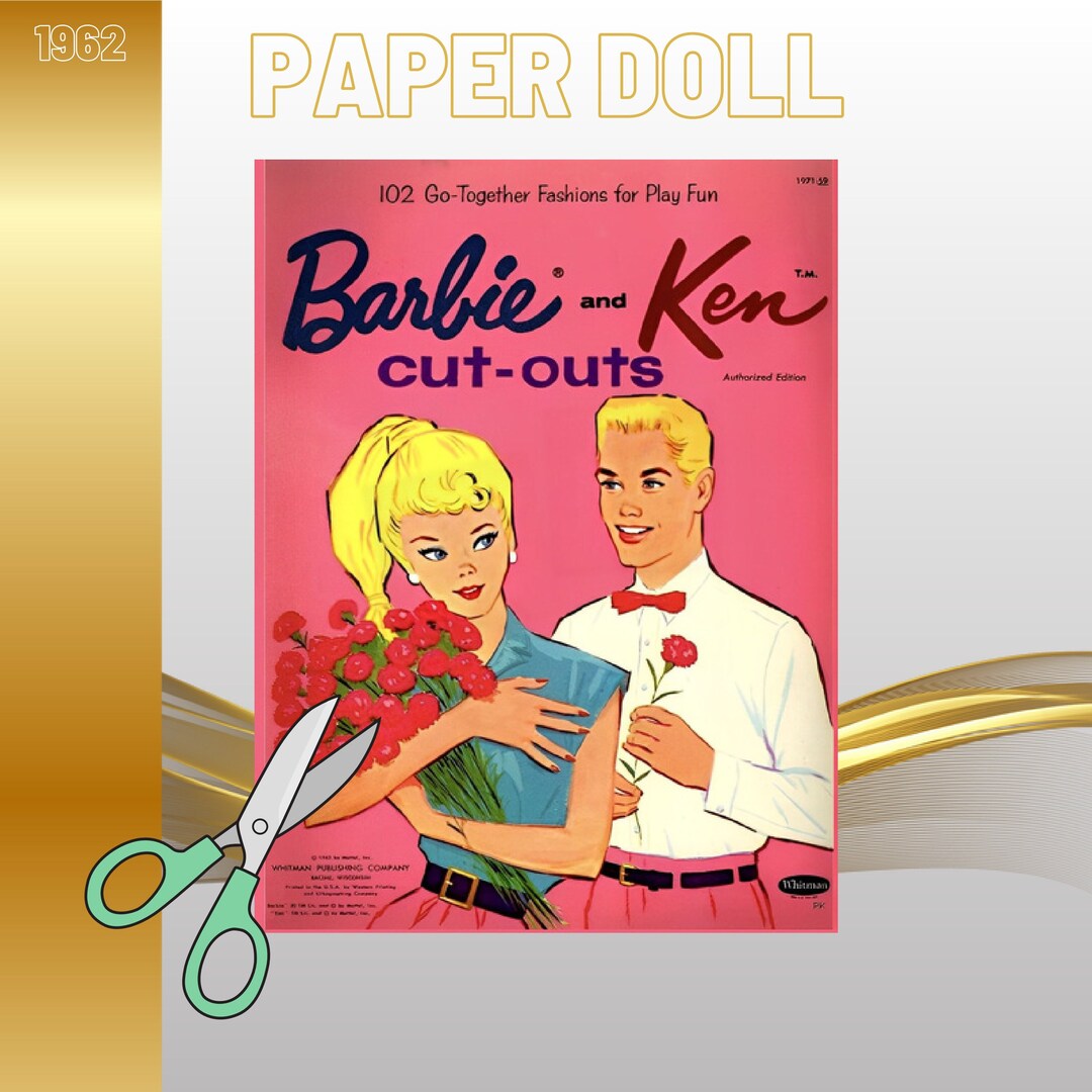 Paper Dolls Barbie and Ken Printable PDF Instant Digital Download Retro ...