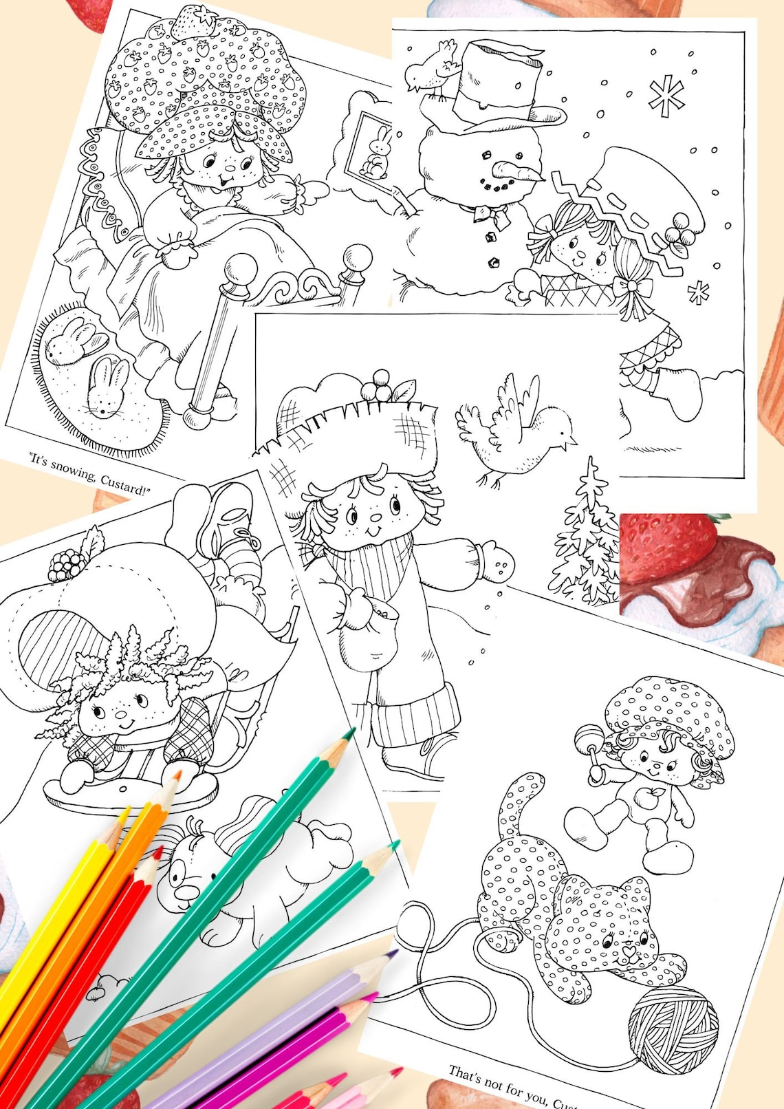 Vintage Coloring Book Strawberry Shortcake Printable PDF Instant ...