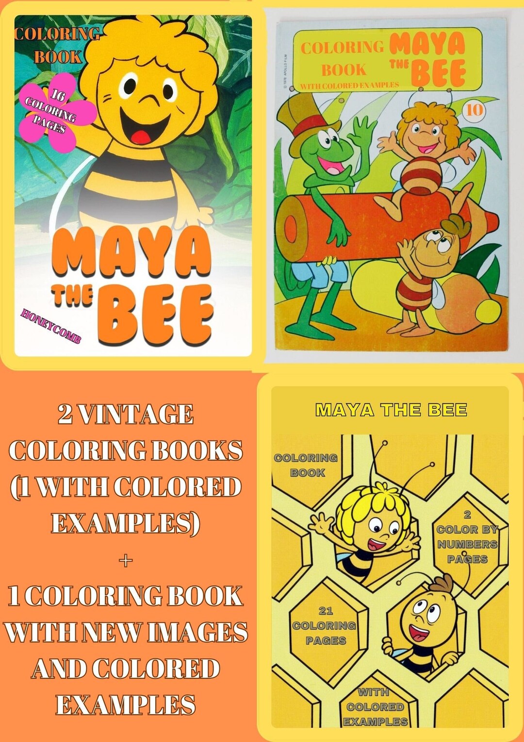 Coloring Books Maya the Bee 3 Books - Etsy