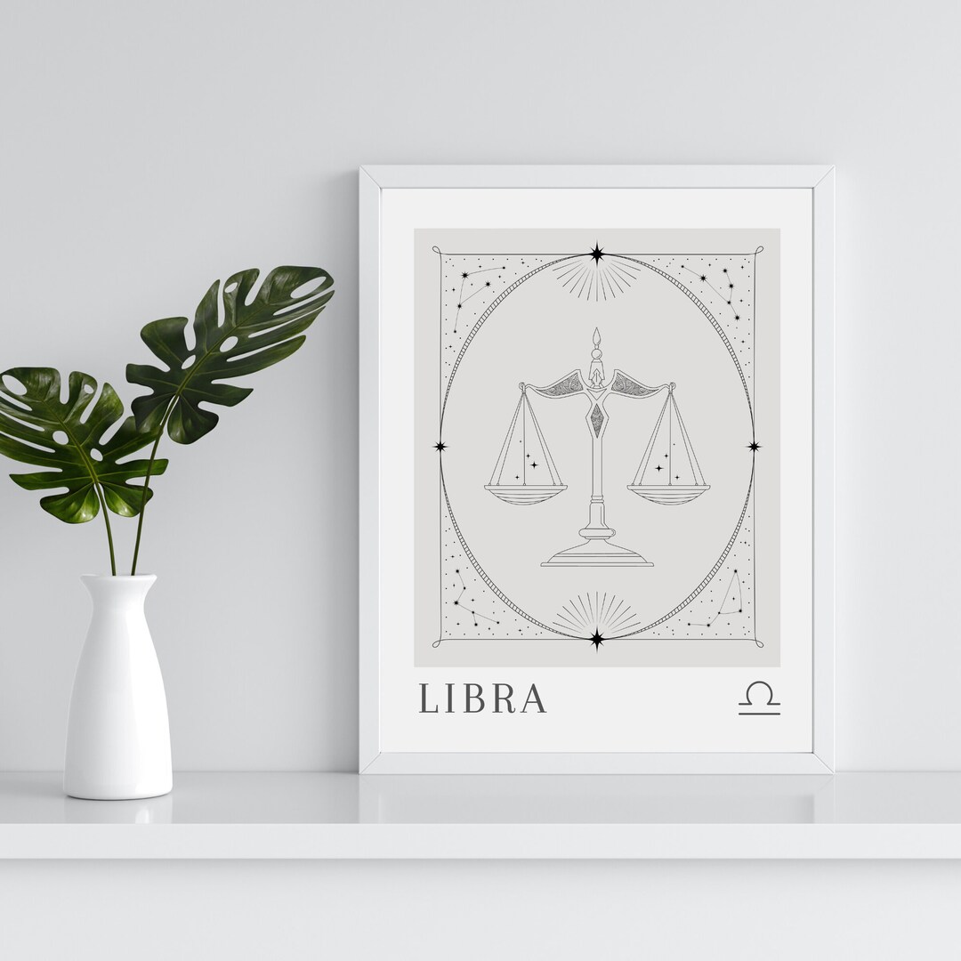 Libra Minimalist Astrological Sign Art Print, Astrology Wall Art ...