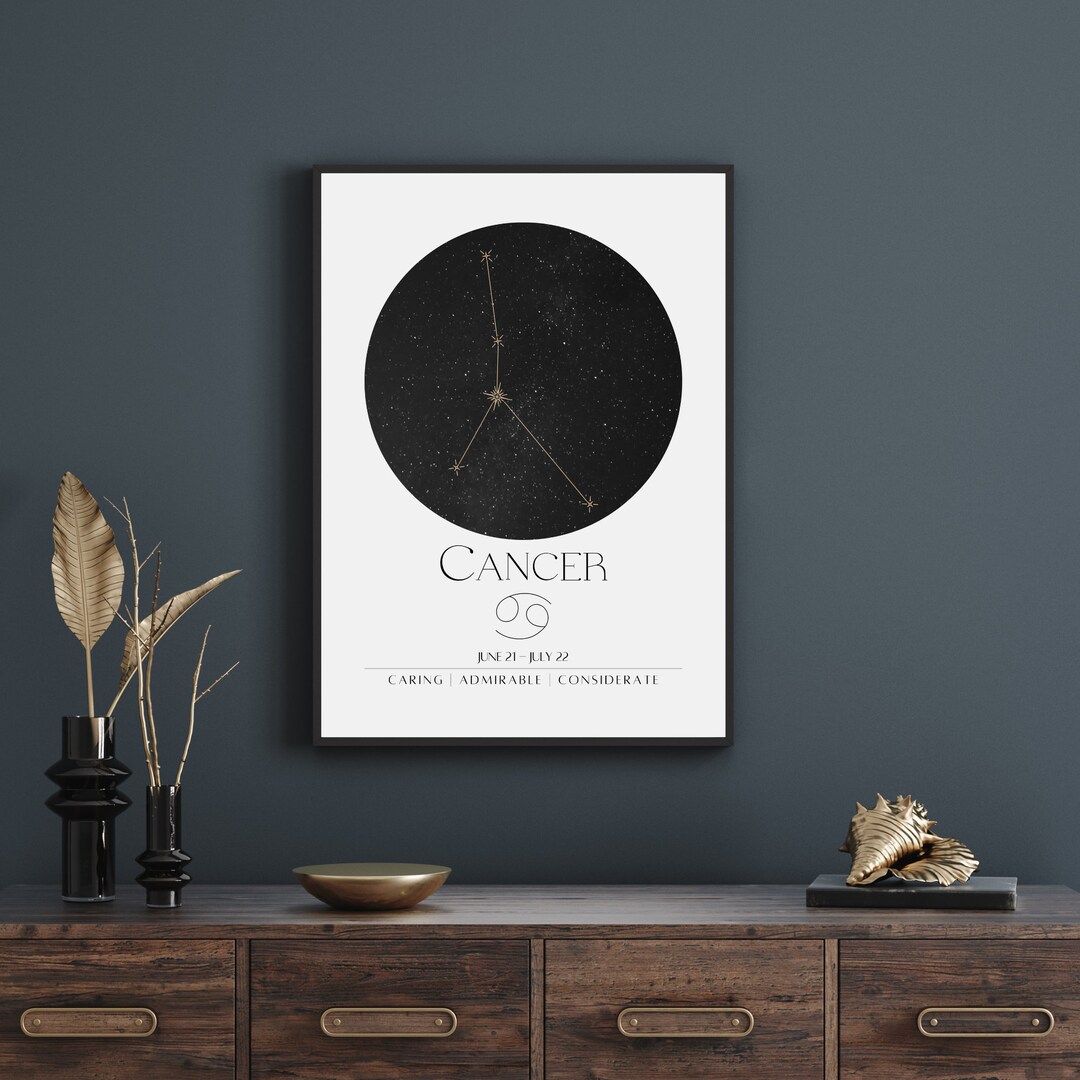 Cancer Constellation Art Print, Star Sign Print, Zodiac Wall Art ...