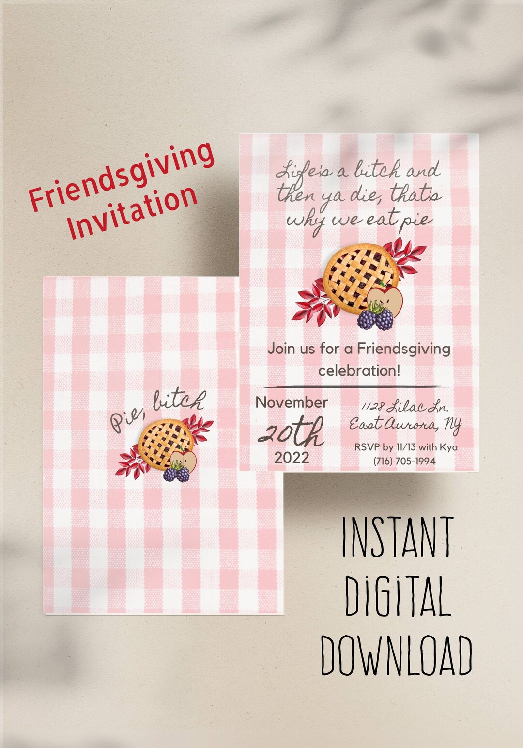 Editable Printable Funny Friendsgiving Dinner Invitation Digital ...
