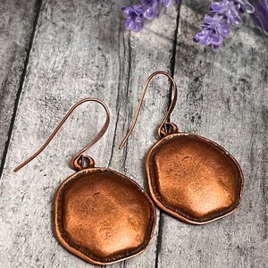 Glowing Copper Drop Earrings, Artisan Copper Earrings, Rustic Earrings ...