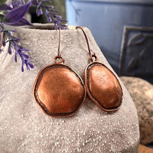 Glowing Copper Drop Earrings, Artisan Copper Earrings, Rustic Earrings ...
