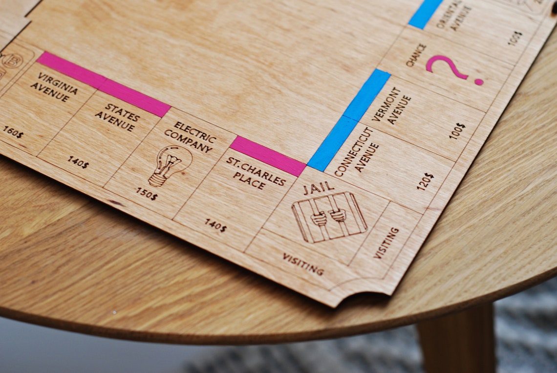 Wooden Game Board for Monopoly L Improving Your Game L Gift for ...