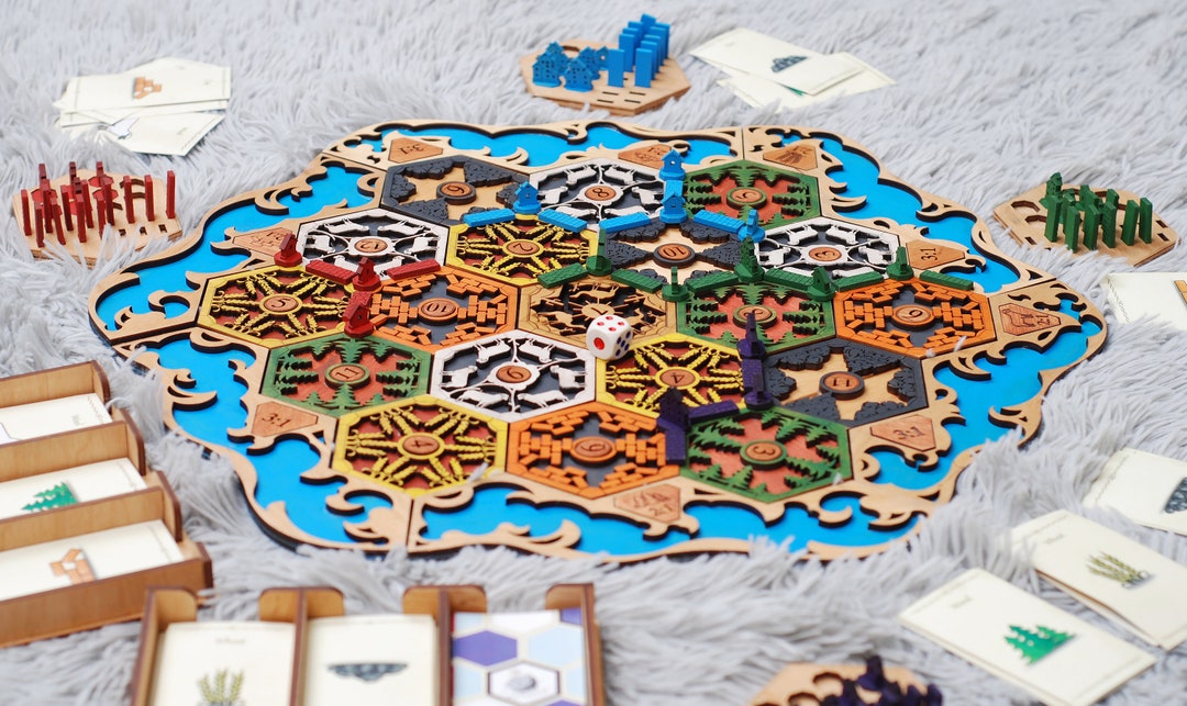 2-4 Player Custom Settlers Board / Wood Settlers Game Board W/center ...