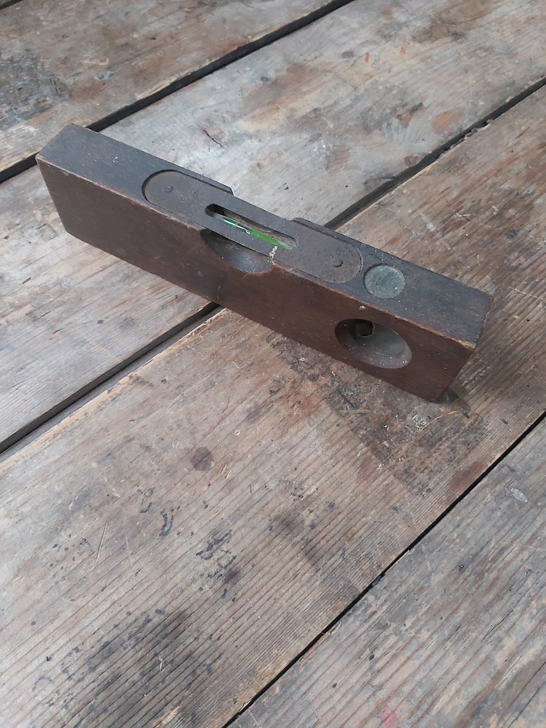 Vintage 8 Inch Level in Timber and Brass / Missing Side Vertical Bubble ...