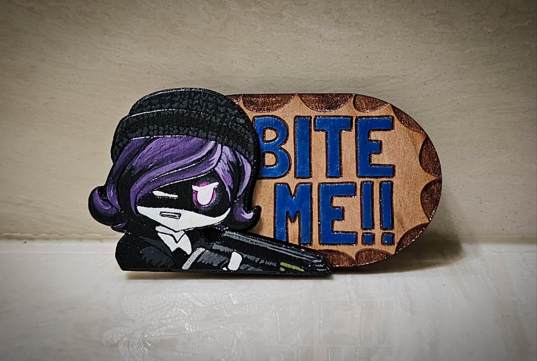 Uzi Bite Me Blacklight Reactive Handpainted Wooden Backpack Charm ...
