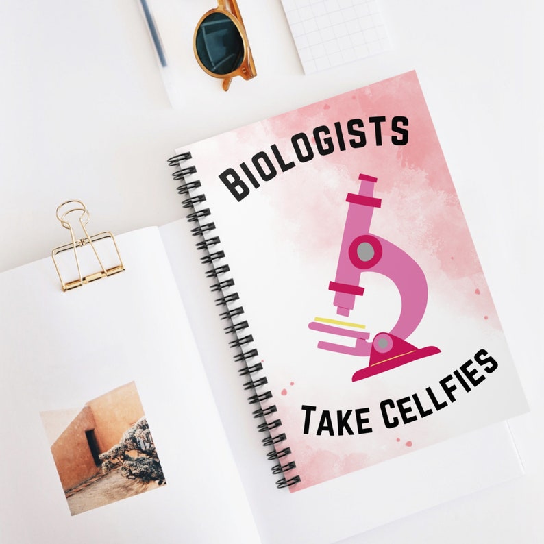 Biologists Take Cellfies, Pink Spiral Notebook, Funny Science Lab ...