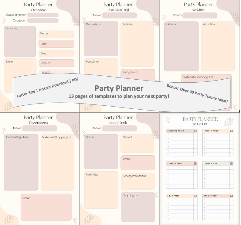 Printable Birthday Planner | Party Planner | Event Organizer | Event ...
