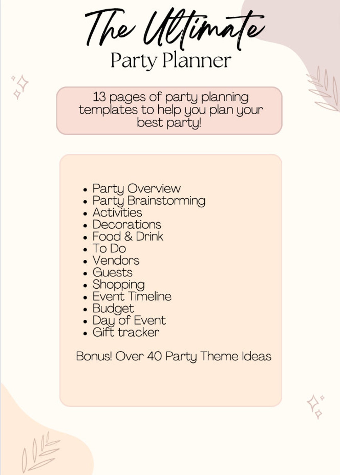Printable Birthday Planner | Party Planner | Event Organizer | Event ...