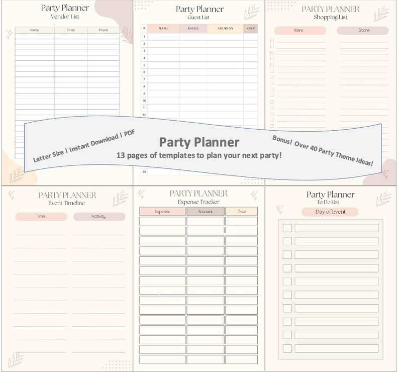 Printable Birthday Planner | Party Planner | Event Organizer | Event ...