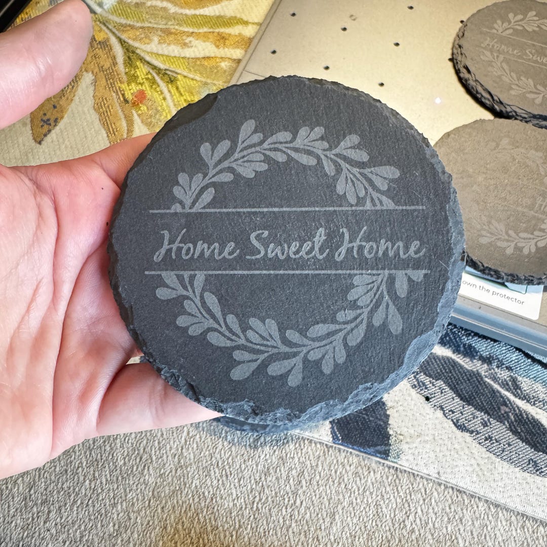 Custom Engraved Slate Coasters – 4x4 Round Natural Stone | Personalized ...